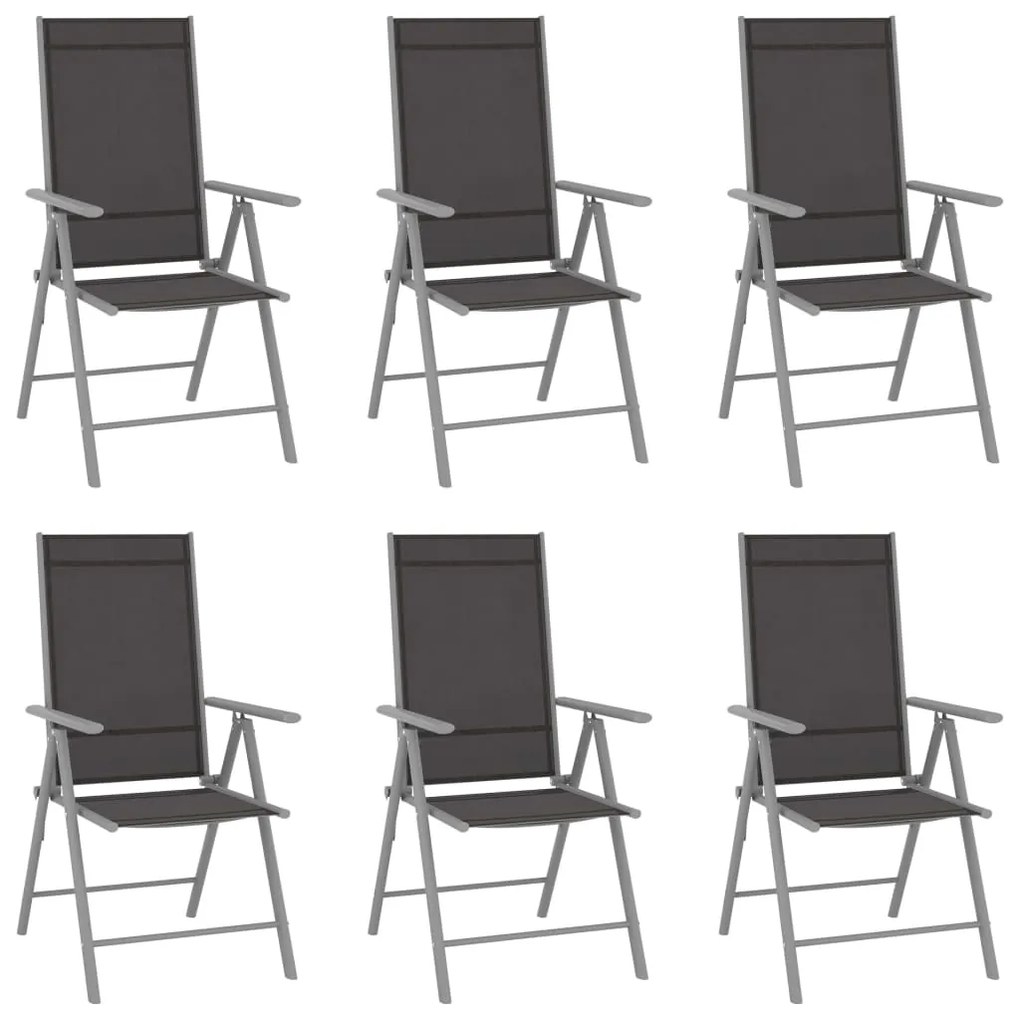 312183 vidaXL Skládací zahradní židle 6 ks textilen černé