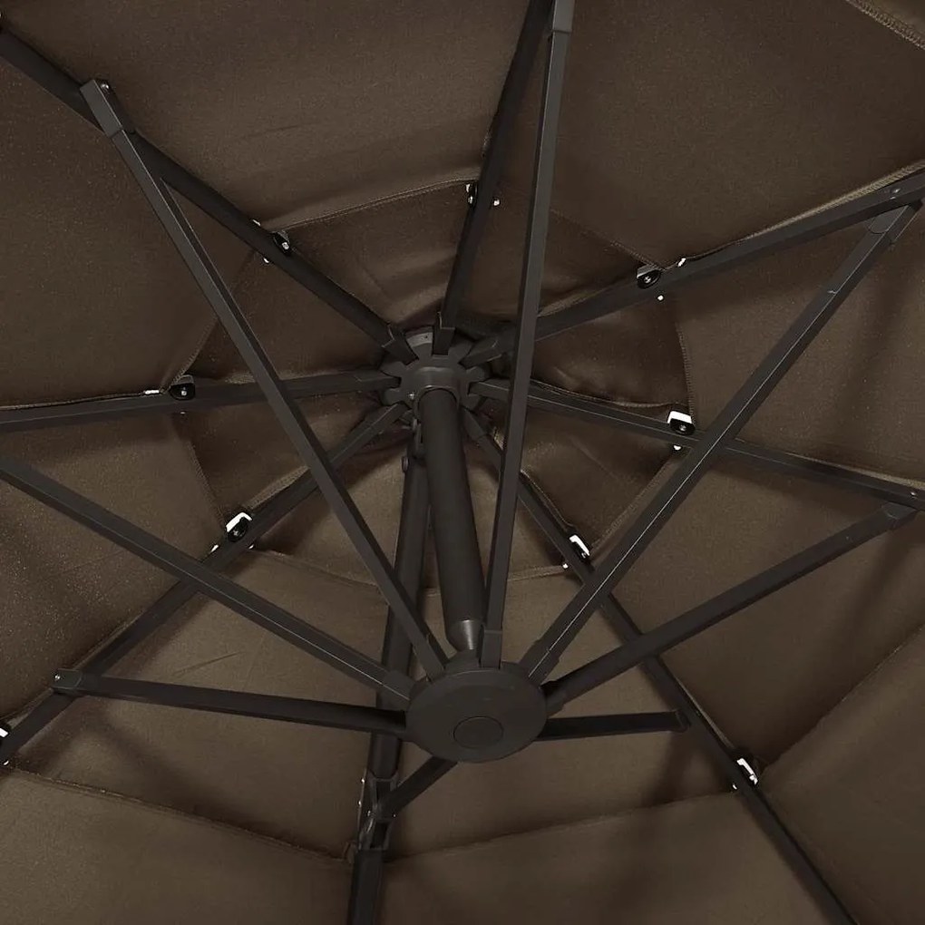 4stupňový zahradní slunečník s hliníkovou tyčí taupe 3 x 3 m 313831