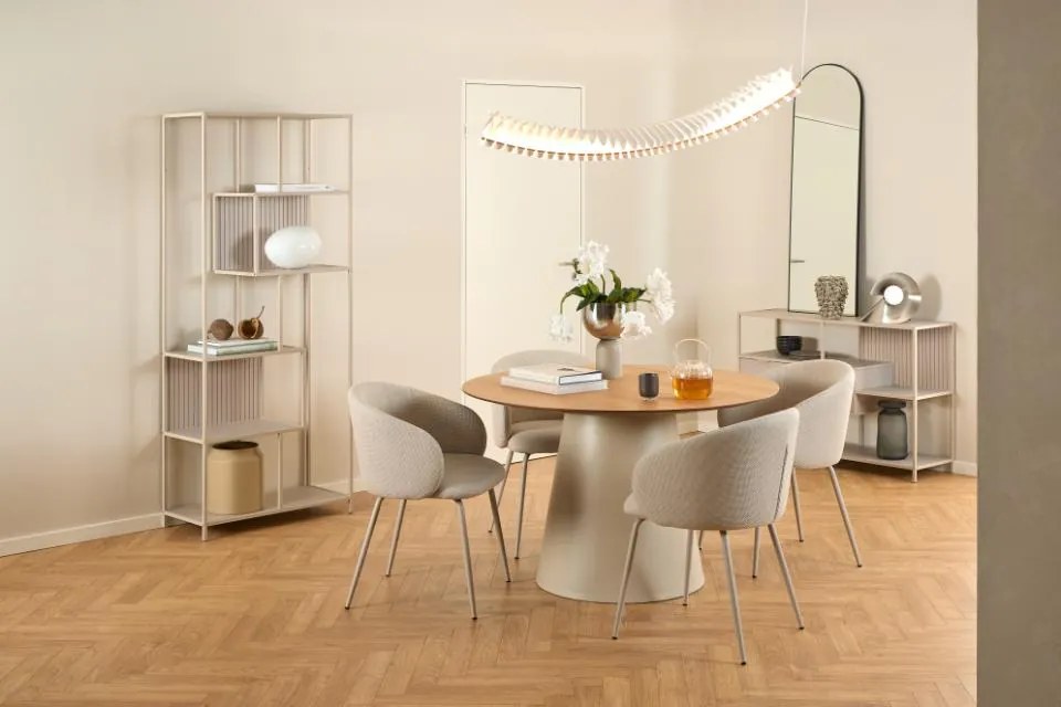 Kulatý jídelní stůl Soli 120 cm dub přírodní/kašmírový