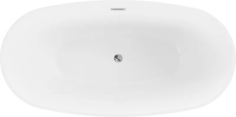 Mexen Eris, volně stojící vana 180 x 80 cm, bílá, chromový přepad, 53441808000-01