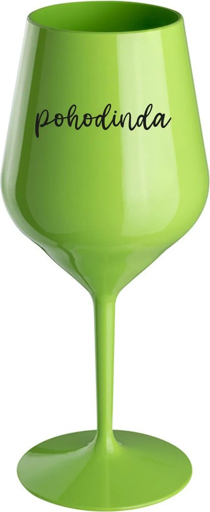 POHODINDA - zelená nerozbitná sklenice na víno 470 ml