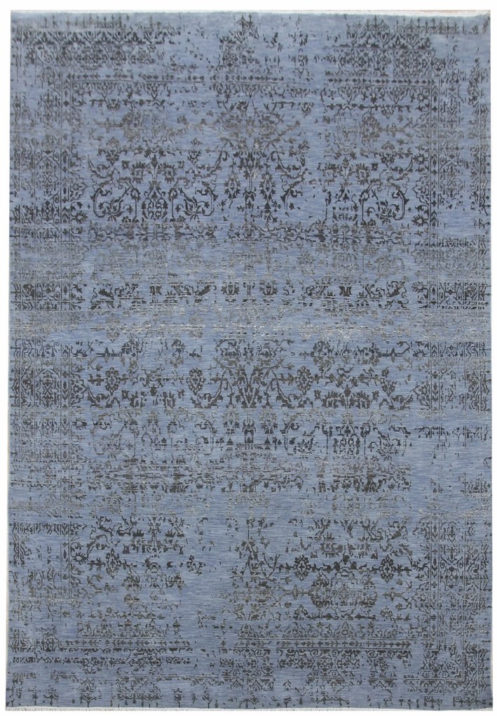 Diamond Carpets India, Ručně vázaný kusový koberec Diamond DC-JK 1 Jeans blue/black, 160x230, modrá, chodba / předsíň