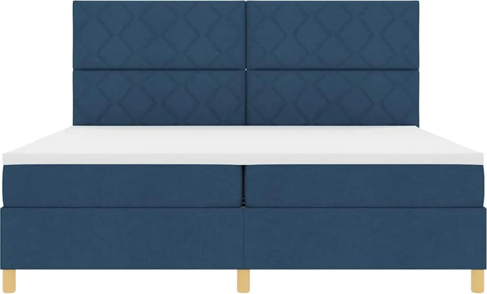 Postel s boxspringem s čelo Modrá 200 x 200 cm textil 3339727