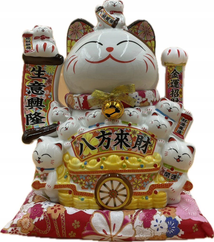 Japonská kočka Maneki-Neko štěstí porcelán 31 cm