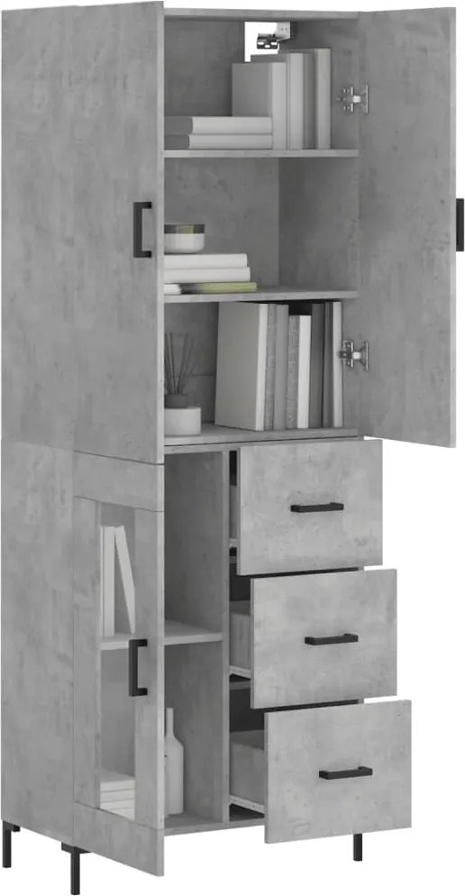 Skříň highboard betonově šedá 69,5x34x180 cm kompozitní dřevo 3195959