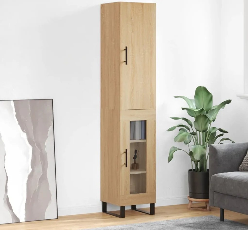 vidaXL Skříň highboard 34,5 x 34 x 180 cm kompozitní dřevo [3199065] Barva: bílá s vysokým leskem