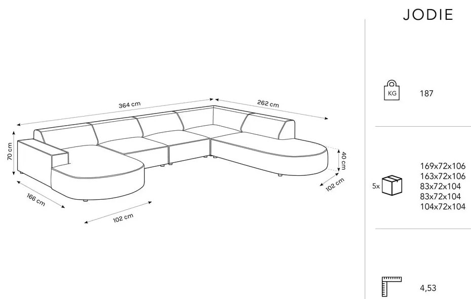 Modrá sametová rohová pohovka (pravý roh) Jodie - Micadoni Home