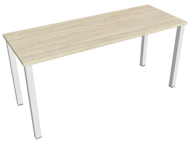Stůl pracovní rovný 160 cm hl. 60 cm - Hobis Uni UE 1600 Dekor stolové desky: akát, Barva nohou: bílá
