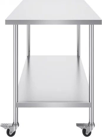 Pracovní stůl z nerezové oceli Komerční přípravný stůl 76,2 × 152,4 cm se 4 kolečky