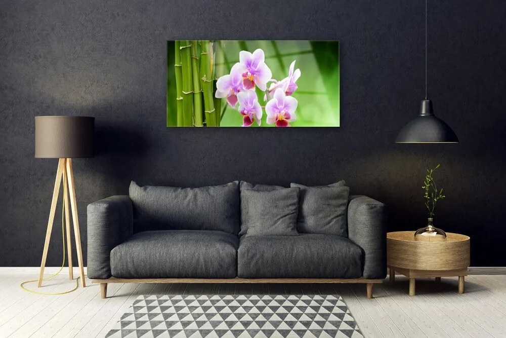 Obraz na skle Bambus Orchidej Květiny Zen 100x50 cm