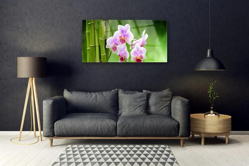 Obraz na skle Bambus Orchidej Květiny Zen 140x70 cm