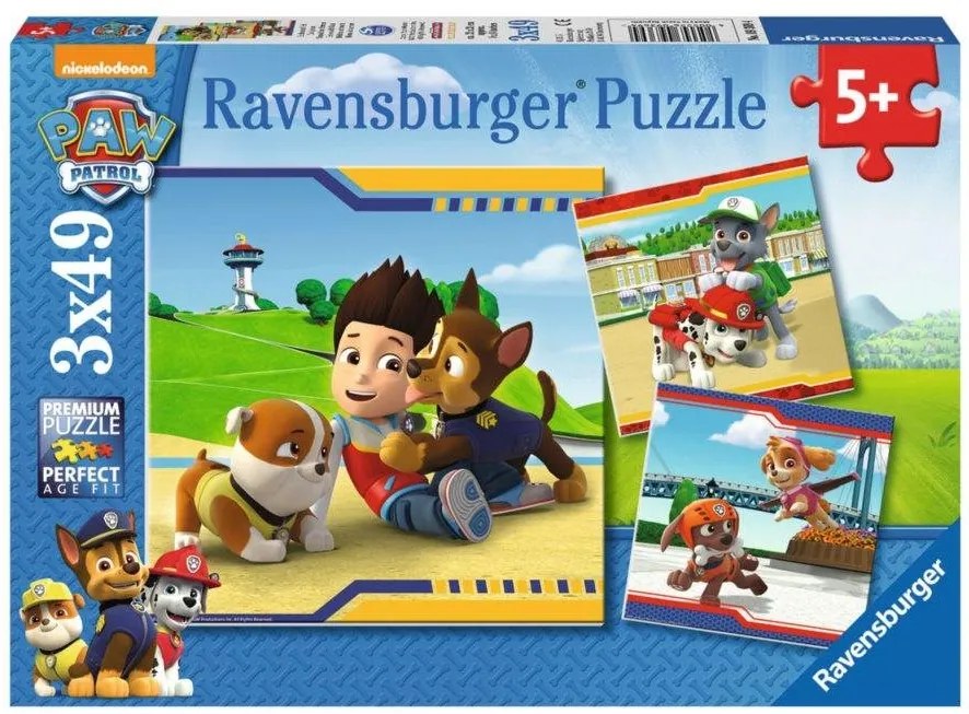 Ravensburger puzzle tlapková patrola: hrdinové 3x49 dílků
