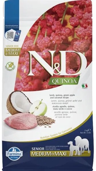N&D QUINOA Dog GF Senior Lamb, Green Apple & Coconut Medium & Maxi 2 kg