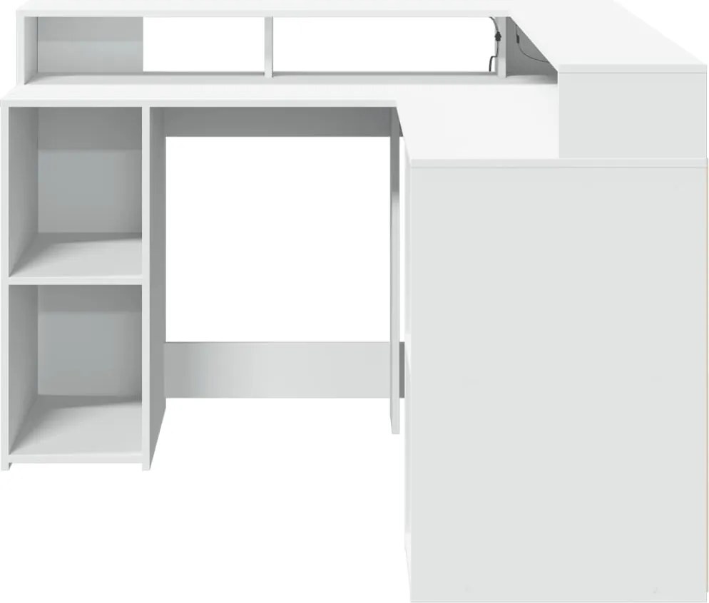 Psací stůl s LED světly bílý 130 x 130 x 91 cm kompozitní dřevo 3309447