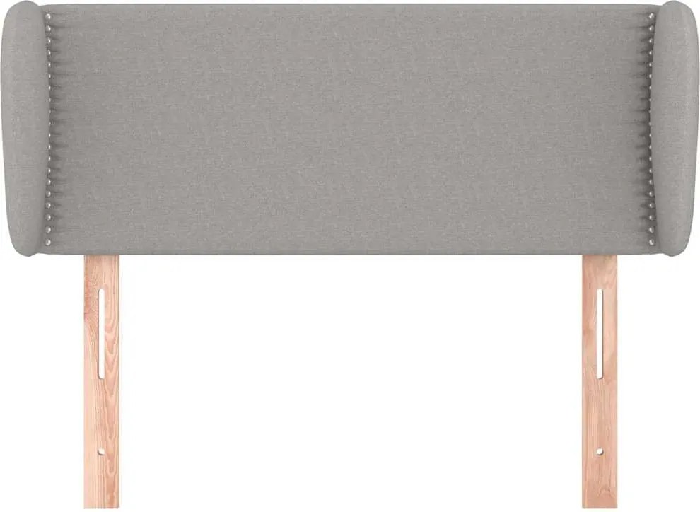 Čelo postele typu ušák světle šedé 103x23x78/88 cm textil 3116994