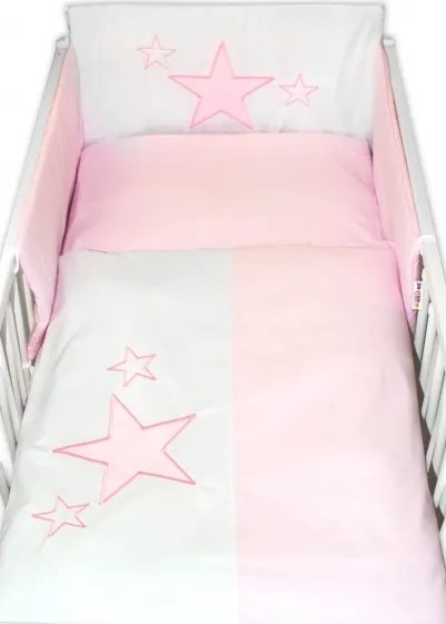 Baby Nellys Mantinel s povlečením Baby Stars - růžový 120x90