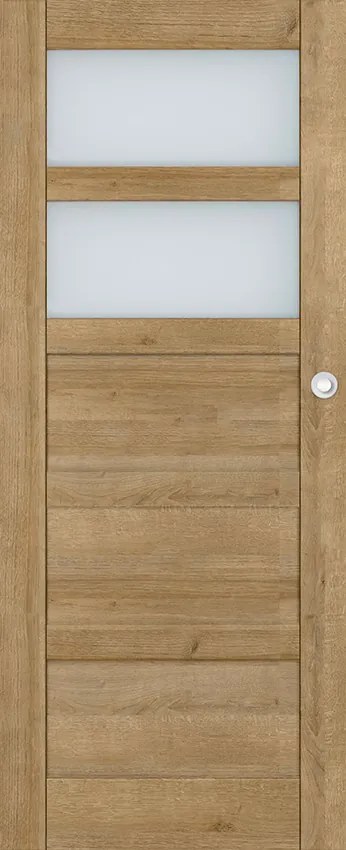 posuvné interiérové dveře do pouzdra BRAGA model 3 Průchozí rozměr: 70 x 197 cm, Orientace dveří: Levé dveře, Dekor: Dub šedý