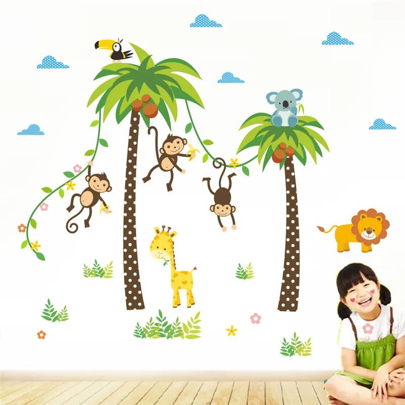 Živá Zeď Samolepka na zeď Opičky na palmě