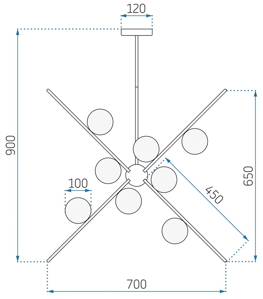 Toolight, stropní svítidlo 8xG9 APP998-12CP, bílá-zlatá, OSW-05553