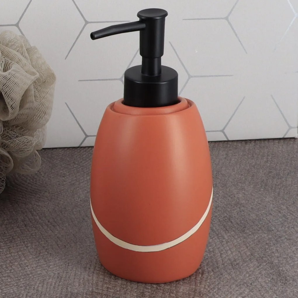 Dávkovač mýdla Caldarela, oranžová/s černými prvky, 240 ml