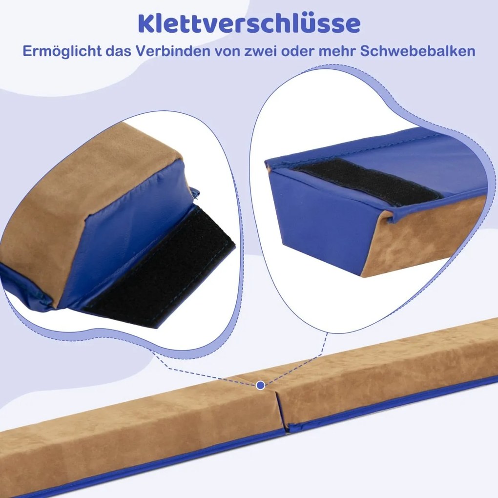 Costway 240 cm dětská balanční kladina s rukojetí a semišovým potahem skládací