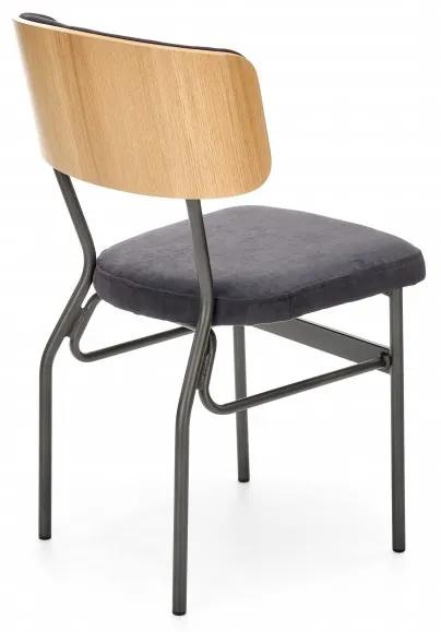 Židle SMART KR — kov, přírodní dub / černá