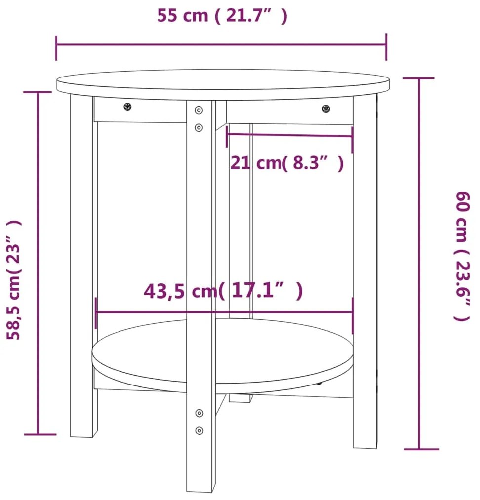 Konferenční stolek bílý Ø 55 x 60 cm masivní borové dřevo - Default Title