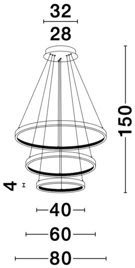 LED lustr Preston 180 zlaté
