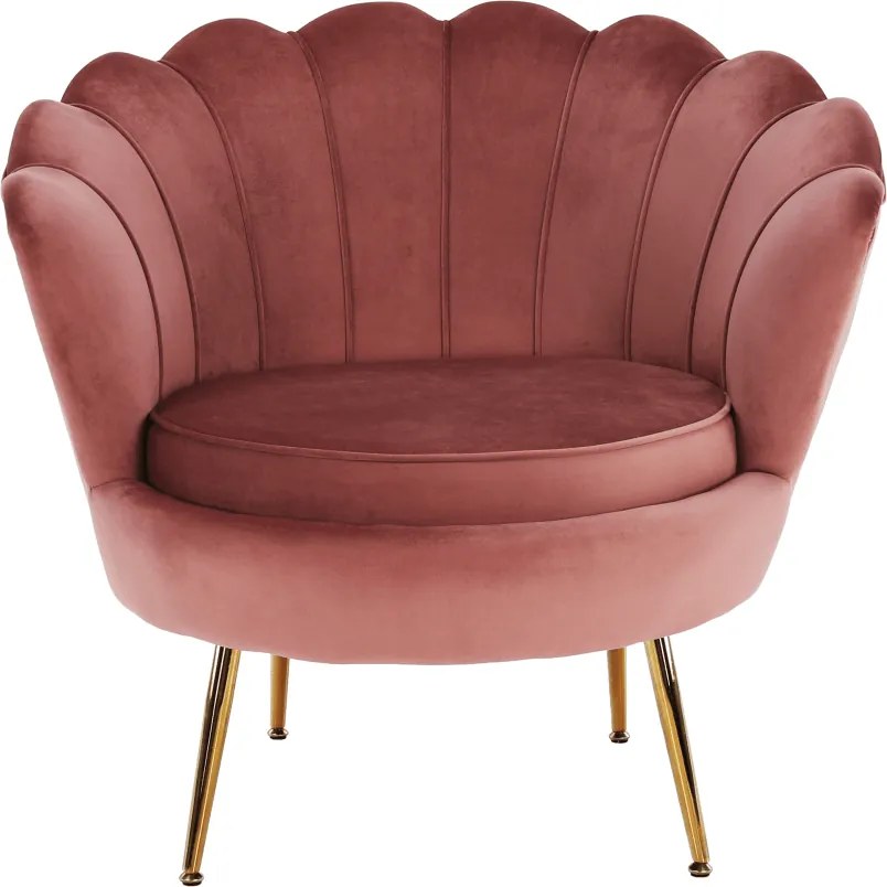 Křeslo ve stylu Art-deco, růžová Velvet látka / gold chrom-zlatý, NOBLIN