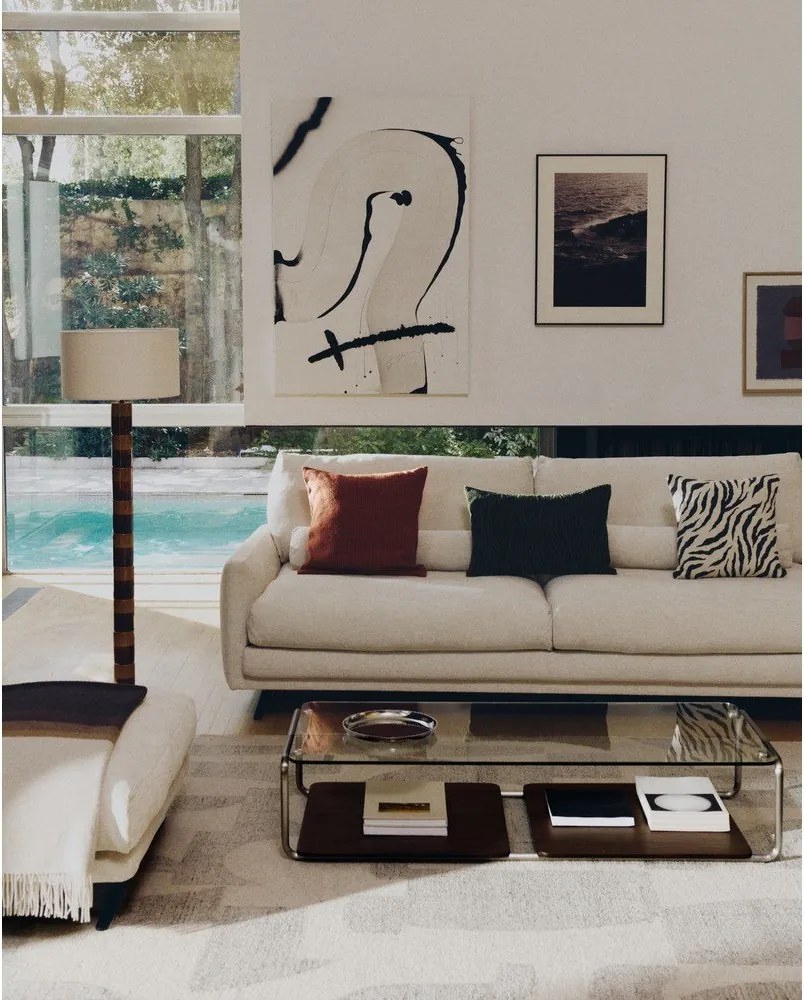 Tmavě hnědý konferenční stolek se skleněnou deskou 60x140 cm Tarsel – Kave Home