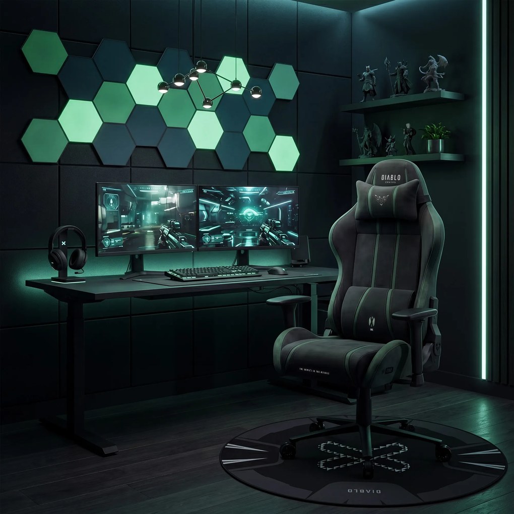 Látková herní židle černý-zelený King Size: Diablo X-One 2.0 Forest Green