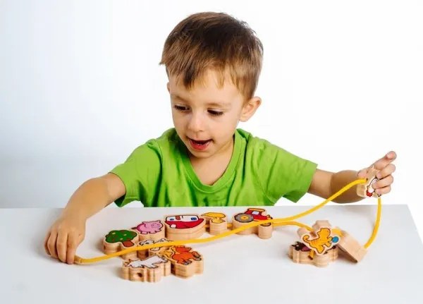 Teddies Provlékačka dřevěná Moje první zvířátka 12 dílků