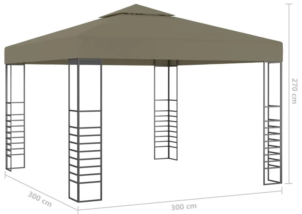 vidaXL Marketos Zahradní altán se světelnými LED řetězy 3 x 3 m taupe