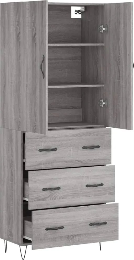 Skříň highboard šedá sonoma 69,5 x 34 x 180 cm kompozitní dřevo 3198087