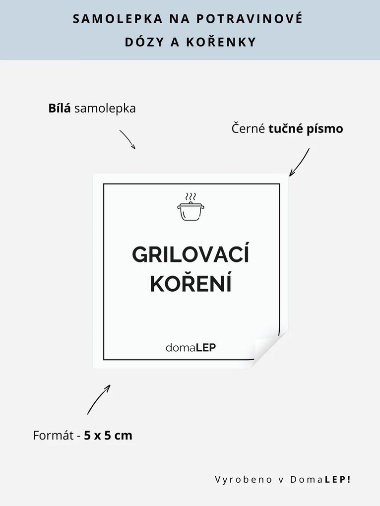 Samolepka na kořenky GULÁŠOVÉ KOŘENÍ bílá 5 × 5 cm tučné písmo
