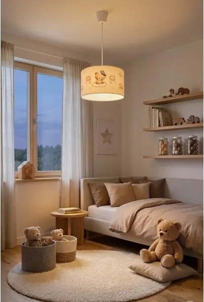 BRILAGI - LED Dětský lustr na lanku BOBO 1xE27/60W/230V pr. 35 cm bílá/medvídci