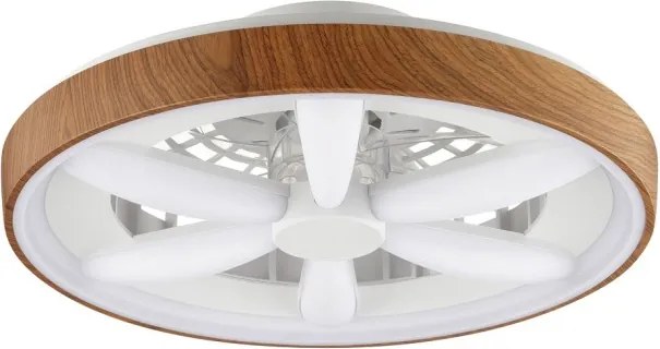 Brilliant G80935/76 Stmívatelné LED svítidlo GAIANO dekor DŘEVO, reverzní VENTILÁTOR LED RGB