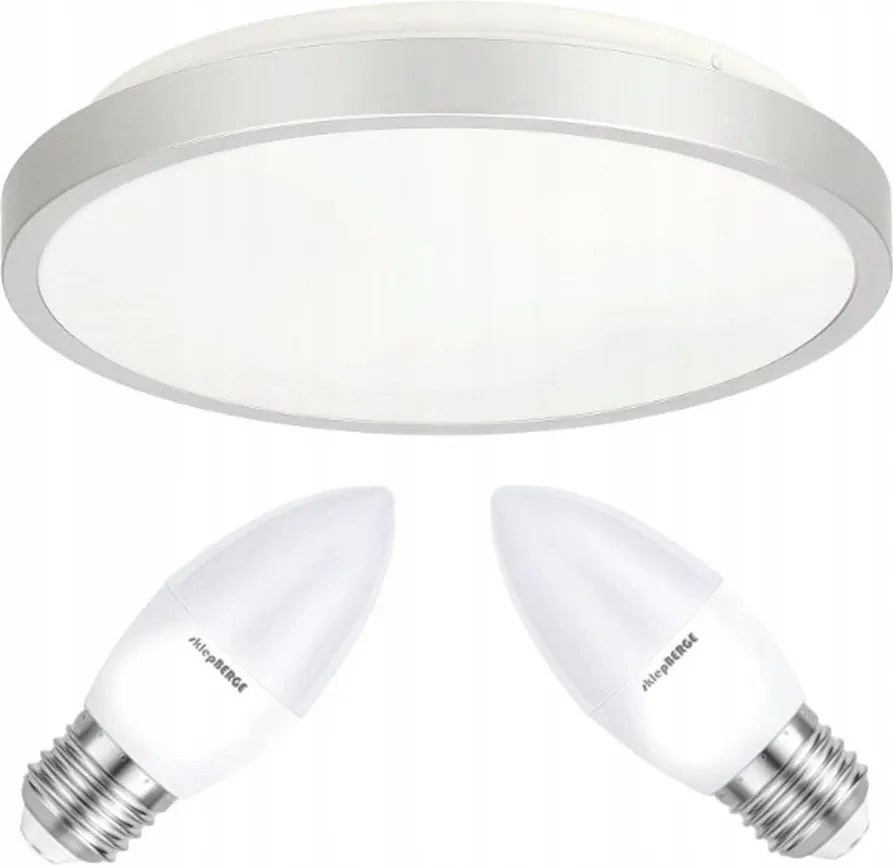 LED stropní svítidlo semo-r silver - 2xe27 ip20 + 2xe27 10w svíčka - teplá bílá