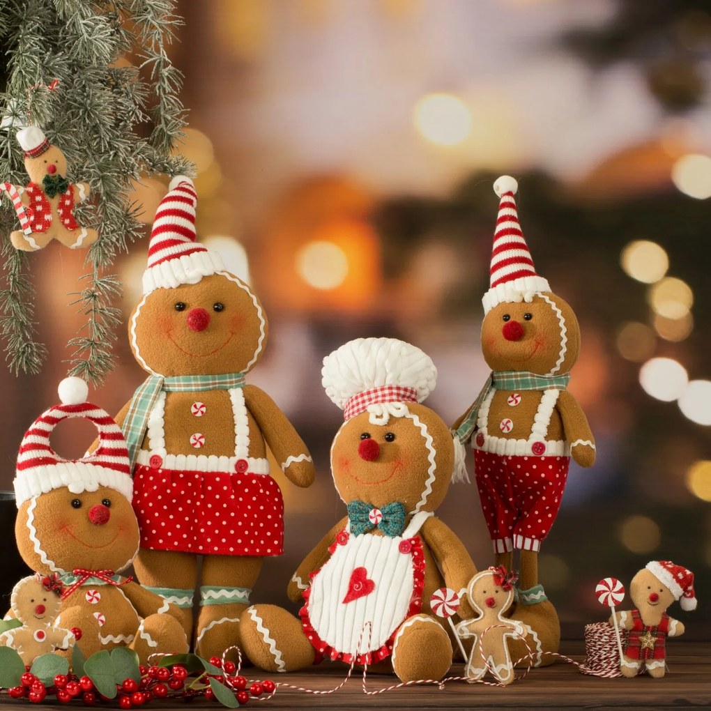 VÁNOČNÍ DEKORAČNÍ FIGURKA GINGERBREAD 57CM VÍCEBAREVNÁ