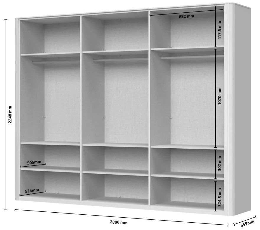 Skříň prosklená s osvětlením RONDO - P6R-2AL/RO - Cashmere lak mat