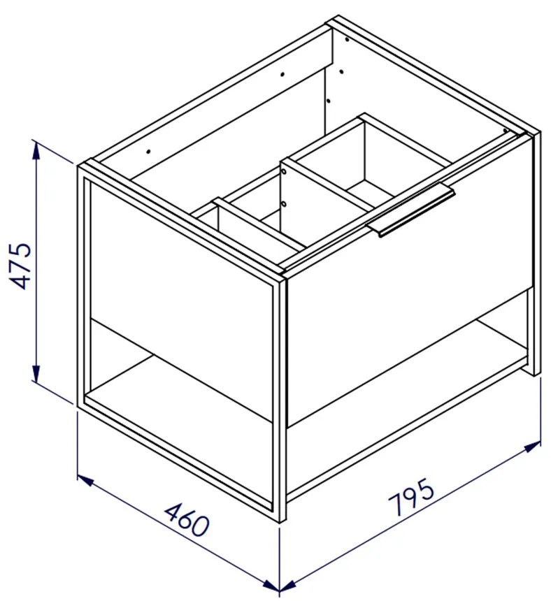 BPS-koupelny Koupelnová skříňka pod deskové umyvadlo Kubus OC ZV 80-HD