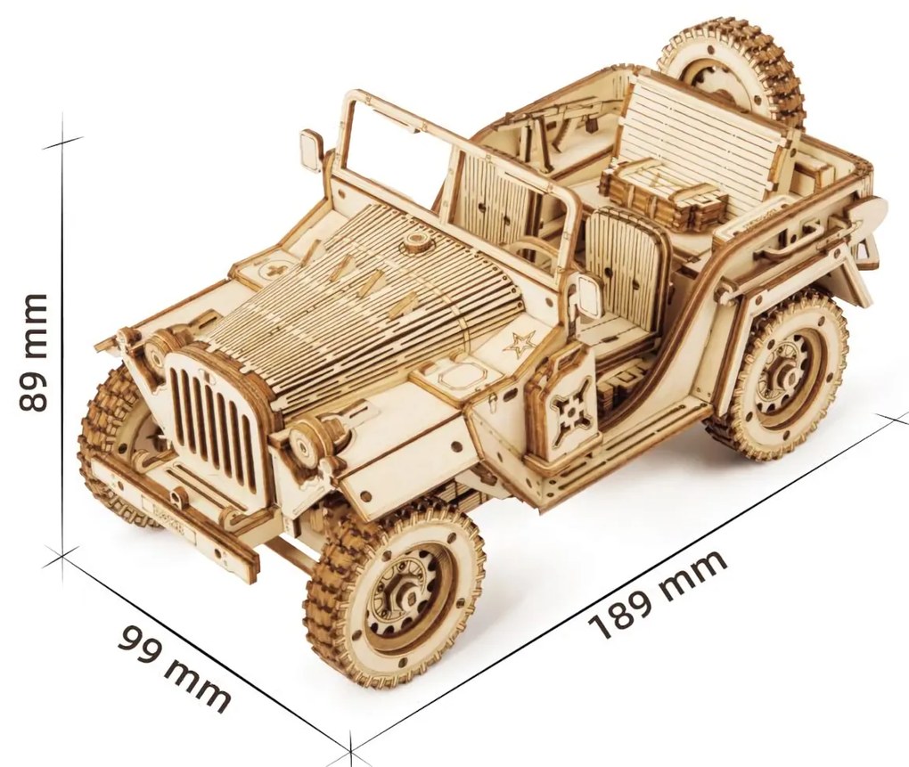 RoboTime 3D dřevěná skládačka Vojenský džíp