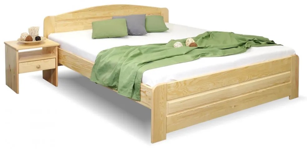 Dřevěná postel LADA, 140x200, masiv borovice , Přírodní lak