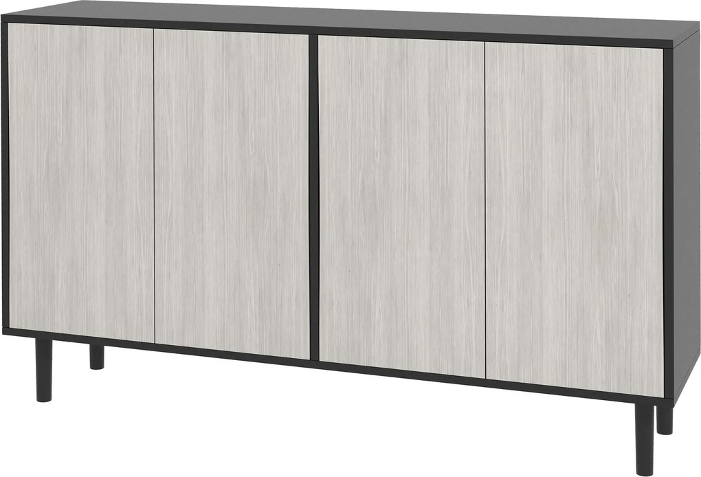 HOMCOM Kuchyňská Skříňka s Úložným Prostorem - 2 Skříňky s Nastavitelnými Policemi, 121 x 37 x 75 cm, Černá a Šedá