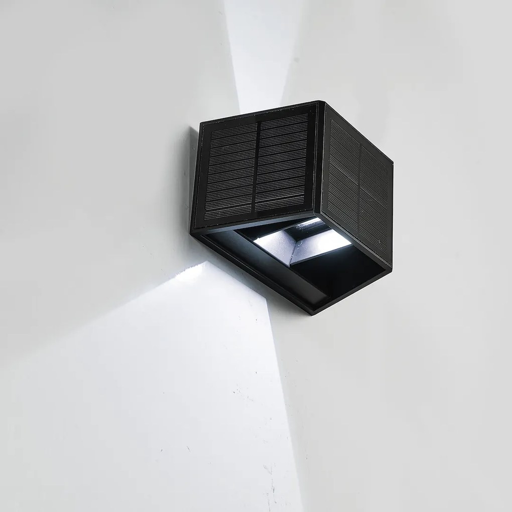 Exteriérové ​​solární nástěnné LED svítidlo Wings2, 1x LED 2w, černá