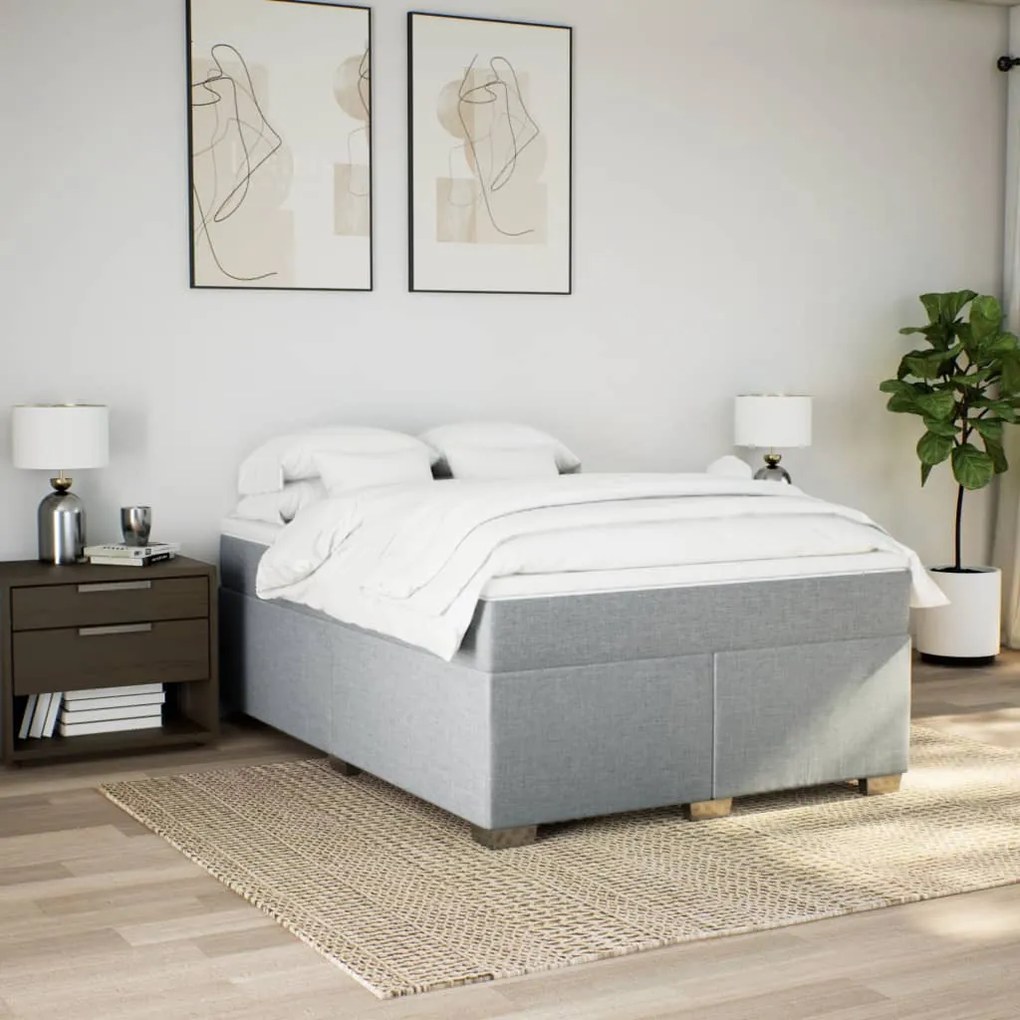 Box spring postel s matrací světle šedá 140 x 200 cm textil 3285137