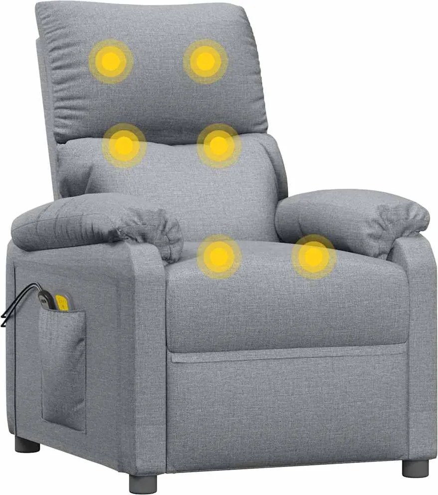 Elektrické masážní křeslo světle šedé textil 3073827