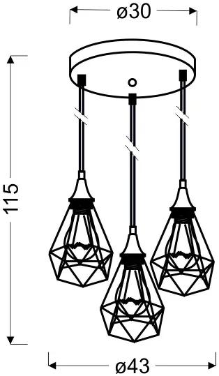 CLX Závěsné designové osvětlení GIACINTO, 3xE27, 60W, černÉ 33-62918