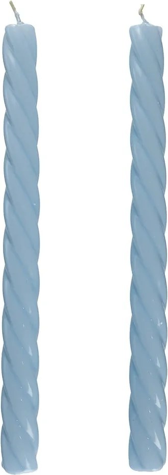 TWISTED Sada lesklých svíček 2 ks 25,5 cm - sv. modrá