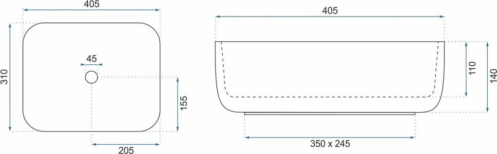 Rea Demi Mini, umyvadlo na desku 400x305x140 mm, imitace kamene Aiax Shiny, REA-U5065